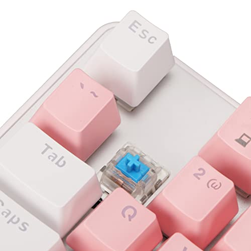 Antiheavy Shadow Wired USB Mechanical Keyboard Gaming Keyboard 87 Keys RGB Backlit Keyboard for PC (Pink White)