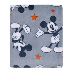 disney mickey mouse gray, navy, white and red stars super soft baby blanket