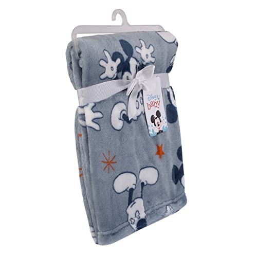 Disney Mickey Mouse Gray, Navy, White and Red Stars Super Soft Baby Blanket