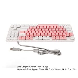 Antiheavy Shadow Wired USB Mechanical Keyboard Gaming Keyboard 87 Keys RGB Backlit Keyboard for PC (Pink White)