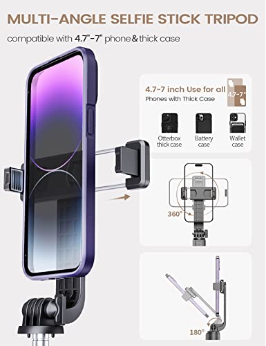 ANXRE Selfie Stick Phone Tripod with Remote, 50 inch Portable 5 in 1 Selfie Stick Phone Tripod, Wireless Selfie Stick Tripod for Cell Phone Compatible with iPhone 15/14/13 Pro Max Gopro Android