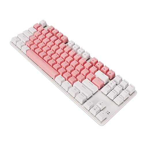 Antiheavy Shadow Wired USB Mechanical Keyboard Gaming Keyboard 87 Keys RGB Backlit Keyboard for PC (Pink White)