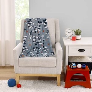 Disney Mickey Mouse Gray, Navy, White and Red Stars Super Soft Baby Blanket