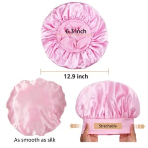 Satin Bonnet Silk Bonnet Hair Bonnet for Sleeping- 4 Pack Bonnets for Black Women with Wide Elastic Band for Curly Hair