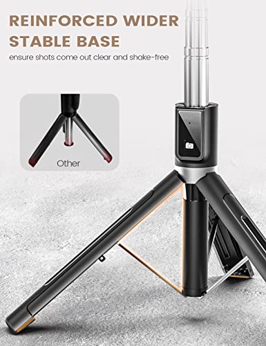 ANXRE Selfie Stick Phone Tripod with Remote, 50 inch Portable 5 in 1 Selfie Stick Phone Tripod, Wireless Selfie Stick Tripod for Cell Phone Compatible with iPhone 15/14/13 Pro Max Gopro Android