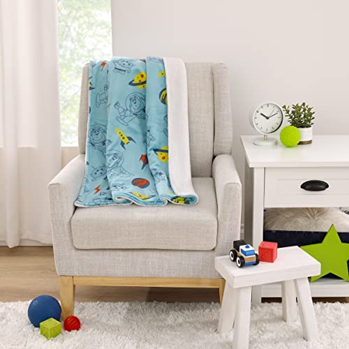 Disney Toy Story Aqua, Lime and Orange Buzz Lightyear Super Soft Sherpa Baby Blanket