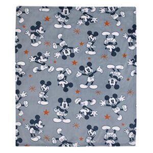 Disney Mickey Mouse Gray, Navy, White and Red Stars Super Soft Baby Blanket