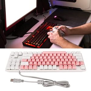 Antiheavy Shadow Wired USB Mechanical Keyboard Gaming Keyboard 87 Keys RGB Backlit Keyboard for PC (Pink White)