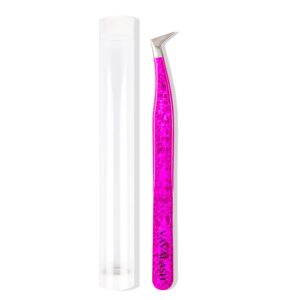 vavalash lash tweezers for eyelash extensions pink ice crack volume boot tweezers for making volume and classic fans 1 pcs professional individual lashes tweezer (pink, v02）