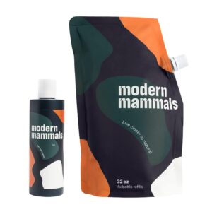 modern mammals magic mud men's 2-in-1 shampoo & conditioner, lather-free, daily cowash (8 oz bottle and 32 oz refill pouch)