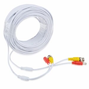 sllea 100ft white bnc video power wire cord replacement for swann night owl cctv cameras cable white