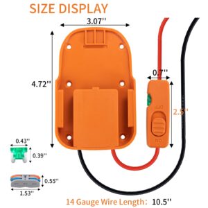 Upgraded 18V Battery Adapter for Ridgid AEG 18V Hyper Battery Adapter All-in-one Design of The Fuse and Switch Power Tool Battery Converter Kit 14 Gauge with Fuses & Wire Terminals