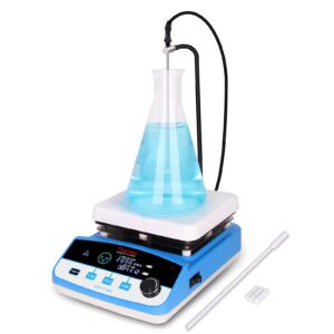 magnetic stirrer hot plate 6l stirring capacity, 6.5' lcd hot plate stirrer w/ 2000rpm, max 572℉/300℃ hot plate with magnetic stirrer, stirrer bars and retriever included