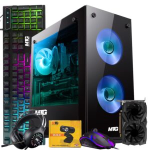 mtg aurora 4t gaming tower pc- intel core i7 4th gen, geforce gtx 1660 super 6gb gddr6 192 bits graphic, 16gb ram ddr3, 512gb nvme, rgb keyboard mouse and headphone, webcam, win 10 home