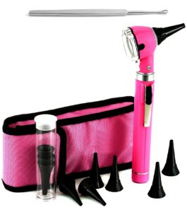 odontomed2011 ear wax remover ear syringe 2 oz otoscope kidney tray medical grade tools (pink otoscope w/ear wax remover curette)