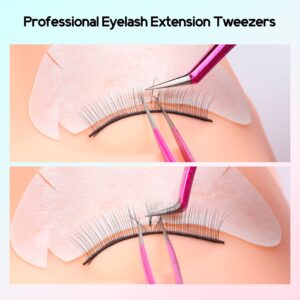 VAVALASH Lash Tweezers For Eyelash Extensions Pink Ice Crack Volume Boot Tweezers For Making Volume And Classic Fans 1 PCS Professional Individual Lashes Tweezer (Pink, V02）