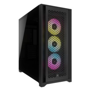 corsair 5000d rgb mid-tower case - 3x af120 rgb fans - lighting node pro - high-airflow design - rapidroute cable management - black