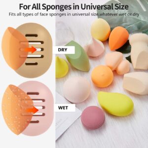 Fauxomor Makeup Sponge Holder,Double-sided Stripe Vents Silicone Beauty Blender Holder for Travel,Shatterproof Make Up Sponge Travel Case for All Sponges,Pink,1 Count (BLENDER NOT INCLUDED)