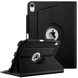 fintie rotating case for ipad 10th generation 10.9 inch tablet (2022 model) with pencil holder - 360 degree rotating protective stand cover with auto sleep/wake, black