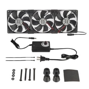 neukniy 3x 120mm computer fan with ac plug, ac 110v 120v 220v 240v cabinet cooling fan with speed controller, cooling for windows, plant cabinet, crawl space, basement, laundry room, garage, attic