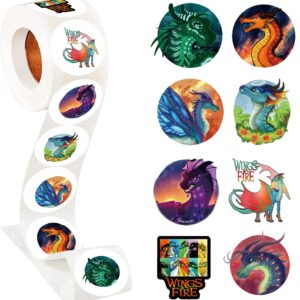 500Pcs Wings of Fire Stickers, 1 Inch Labels with 8 Patterns Decals Rolls Self Adhesive Seals for Scrapbooking Cards Envelopes，for Kids Teens Adults for Birthday Party Decor Supply Reward…