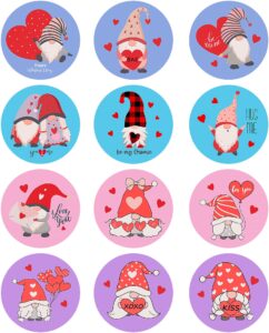 lucleag valentine’s day gnome stickers for kids, romantic valentines gnome stickers round valentines day stickers for candy goodie envelope seals stickers valentines party favors decor 360pcs