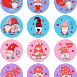 Lucleag Valentine’s Day Gnome Stickers for Kids, Romantic Valentines Gnome Stickers Round Valentines Day Stickers for Candy Goodie Envelope Seals Stickers Valentines Party Favors Decor 360pcs