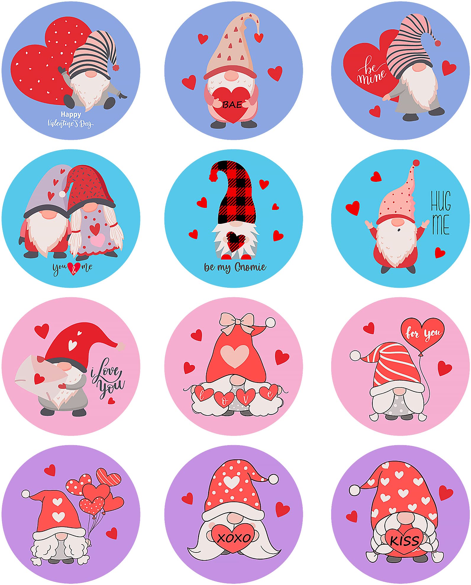 Lucleag Valentine’s Day Gnome Stickers for Kids, Romantic Valentines Gnome Stickers Round Valentines Day Stickers for Candy Goodie Envelope Seals Stickers Valentines Party Favors Decor 360pcs