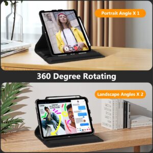 Fintie Rotating Case for iPad 10th Generation 10.9 Inch Tablet (2022 Model) with Pencil Holder - 360 Degree Rotating Protective Stand Cover with Auto Sleep/Wake, Black