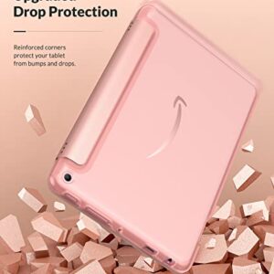 MoKo Case Fits All-New Kindle Fire HD 8 & 8 Plus Tablet (12th Generation-2024/2022 Release) 8", Soft TPU Frosted Colored Back Cover Multi-Angle Slim Smart Shell, Auto Wake/Sleep,Rose Gold