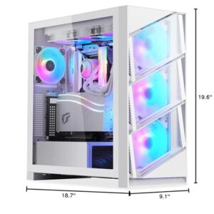 Segotep T3 White Mid-Tower ATX Gaming PC Case, Support Top & Side 360mm Radiators, GPU Snap-On Opening & Closing Front Panel, Type-C Ready, Tool-Free Disassemble (Pre-Install One ARGB & PWM Fan)