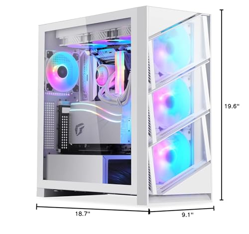 Segotep T3 White Mid-Tower ATX Gaming PC Case, Support Top & Side 360mm Radiators, GPU Snap-On Opening & Closing Front Panel, Type-C Ready, Tool-Free Disassemble (Pre-Install One ARGB & PWM Fan)