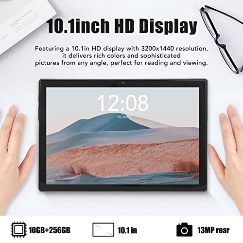 10.1in Tablet, Tablet Computer High Definition Screen 3200 X 1440 for Reading (Silver)