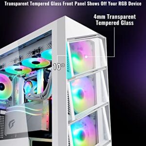 Segotep T3 White Mid-Tower ATX Gaming PC Case, Support Top & Side 360mm Radiators, GPU Snap-On Opening & Closing Front Panel, Type-C Ready, Tool-Free Disassemble (Pre-Install One ARGB & PWM Fan)