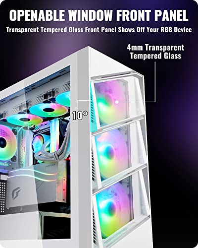 Segotep T3 White Mid-Tower ATX Gaming PC Case, Support Top & Side 360mm Radiators, GPU Snap-On Opening & Closing Front Panel, Type-C Ready, Tool-Free Disassemble (Pre-Install One ARGB & PWM Fan)