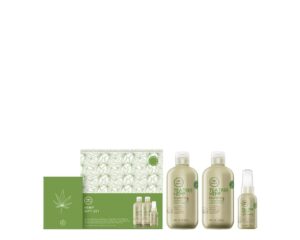 tea tree hemp holiday gift set, multitasking products, for all hair + skin types