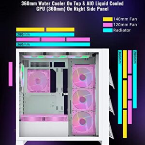 Segotep T3 White Mid-Tower ATX Gaming PC Case, Support Top & Side 360mm Radiators, GPU Snap-On Opening & Closing Front Panel, Type-C Ready, Tool-Free Disassemble (Pre-Install One ARGB & PWM Fan)