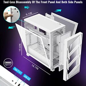 Segotep T3 White Mid-Tower ATX Gaming PC Case, Support Top & Side 360mm Radiators, GPU Snap-On Opening & Closing Front Panel, Type-C Ready, Tool-Free Disassemble (Pre-Install One ARGB & PWM Fan)