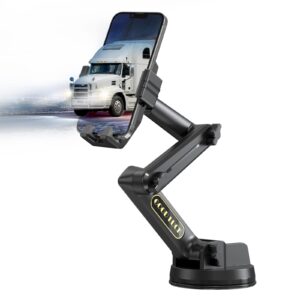 pletmin truck phone mount, heavy duty phone holder for truck dashboard windshield, compatible with all smartphone, commercial truck super suction cup & stable(black)