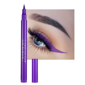 dekrion liquid eyeliner, purple eyeliner liquid, long-lasting colored eyeliners, white black red brown green purple waterproof high-pigmented colorful eyeliners for eye makeup,1pc purple