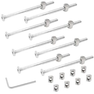 biaungdo 12 pcs m6 x 100mm bunk bed bolts, hex drive socket furniture barrel screws bolt nuts furniture crib baby bed bolt with wrench(white)