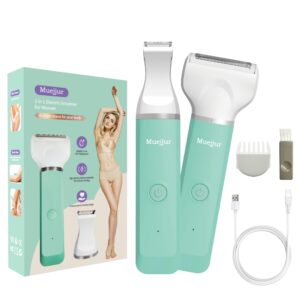 muejjur electric razor for women, 2-in-1 rechargeable bikini trimmer, waterproof electric shaver for women, wet/dry use body hair grommer