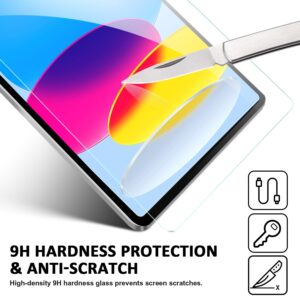 TopEsct 2-Pack Screen Protector for ipad 10th Generation(10.9-Inch, 2022 Model, 10th Gen),9H Tempered Glass Film,Anti-Scratch,HD Clear