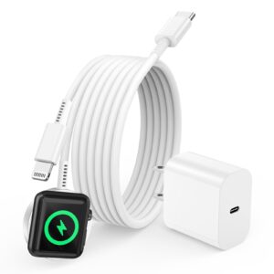 for apple watch charger with usb c charger, 2 in 1 iwatch & iphone charger fast charging, 6ft magnetic smart iwatch charger cable for apple watch series 9/se/8/7/6/5/4/3/2/1/ultra & iphone 14/13/12