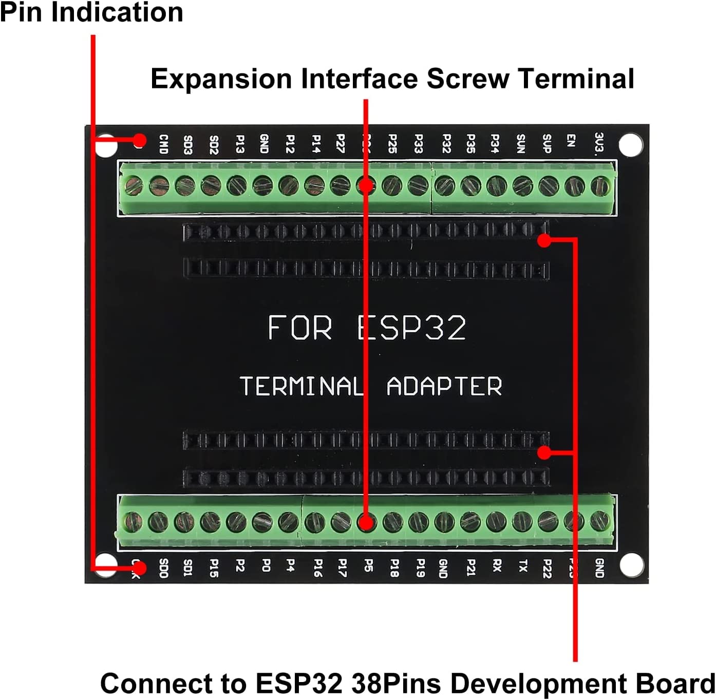 Adeept 2PCS ESP32 Breakout Board GPIO 1 into 2 Compatible with 38 Pins ESP32S ESP32 Development Board ESP-WROOM-32