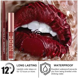 KIMIEYE 12Pcs Lip Liner and Lipstick Set, Super Long Lasting Waterproof Velvety Matte Lipstick High Pigmented Professional Lip Makeup Gift Kit for Women (12PCS,SET A)