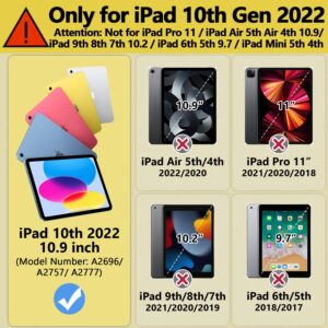 ZoneFoker Case for iPad 10th Generation 10.9 Inch 2022 with Pencil Holder, iPad 10 Gen 10.9 Translucent Slim Cover with Stand for Kids Girls