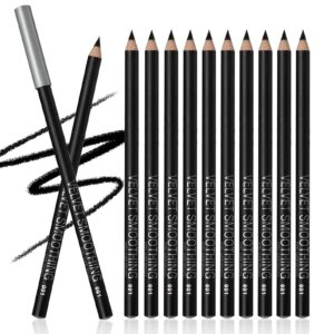 black eyeliner pencils, 12 pcs matte black eyeliner pencil set, black eyeliners pencils waterproof long-lasting eyeliner beauty makeup tools easy to color