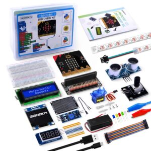 geeekpi basic starter kit for bbc micro:bit (v2 included), blocks and python code, multiple sensors project examples, detailed tutorial included