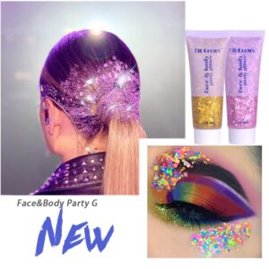 Face Glitter Gel, 3 Jars Holographic Chunky Glitter Makeup for Body, Hair, Face, Nail, Eyeshadow, Long Lasting and Waterproof Mermaid Sequins Shimmer Liquid Glitter 50ml/Jar (Set B)